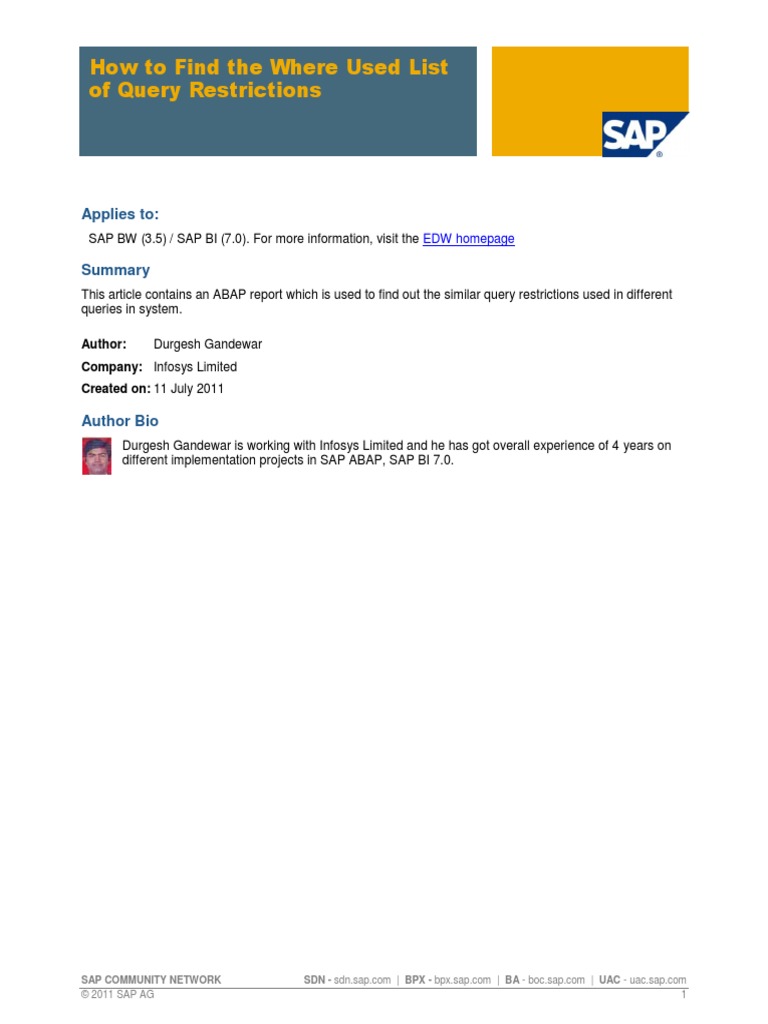 How To Find The Where Used List of Query Restrictions | PDF | Computer ...