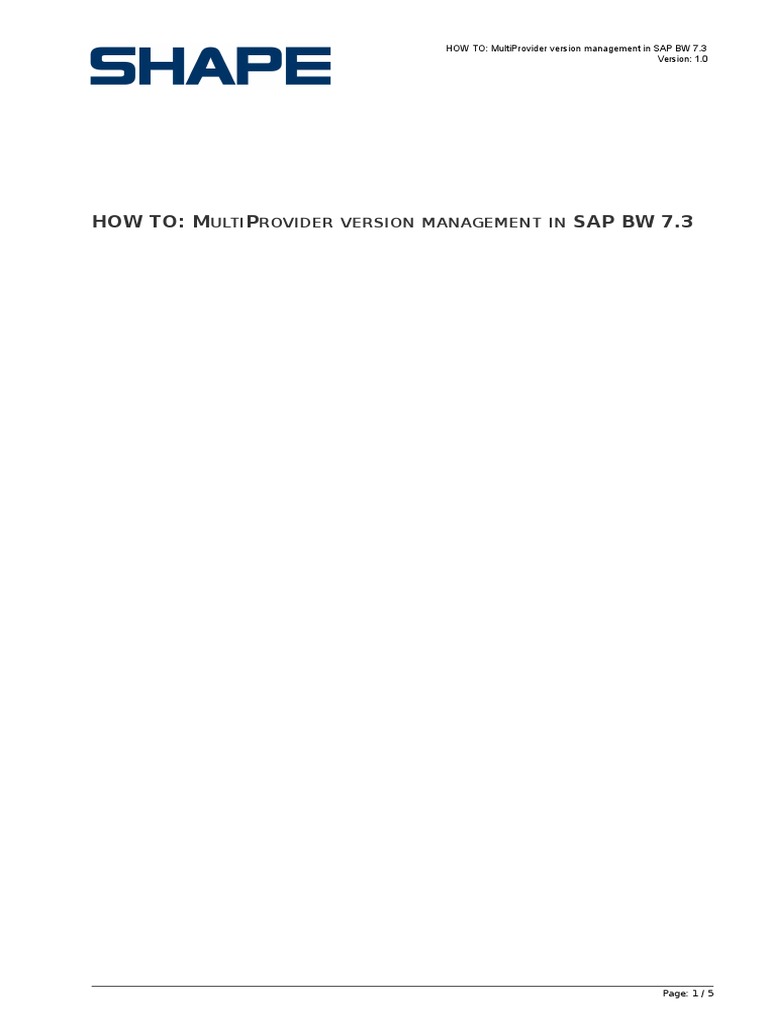 SAP BW 7.3 MultiProvider Versioning Guide | PDF | Computers