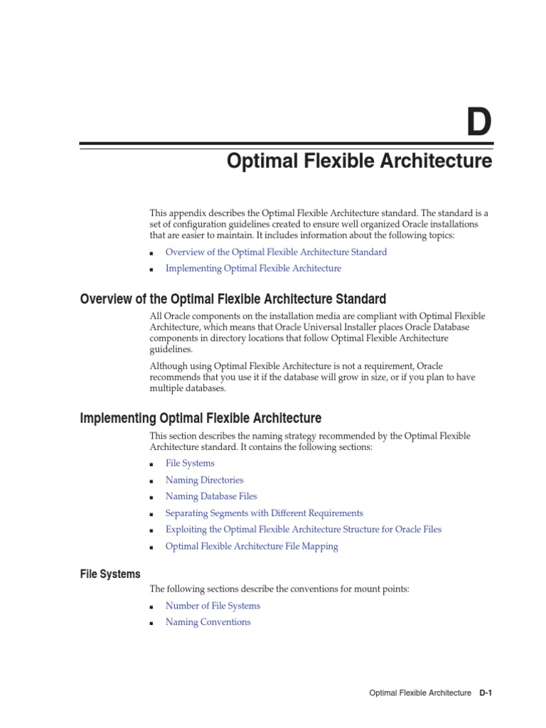 Optimal Flexible Architecture | PDF | Oracle Database | Databases