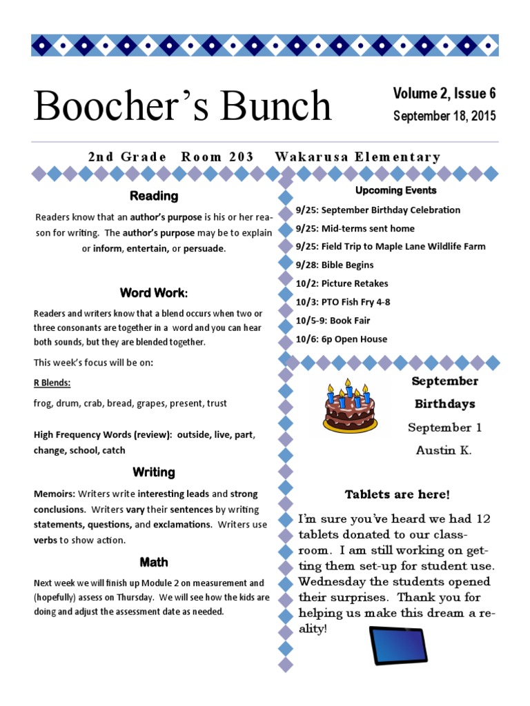 2nd Grade Newsletter: Tablets & Learning | PDF | Foreign Language Studies