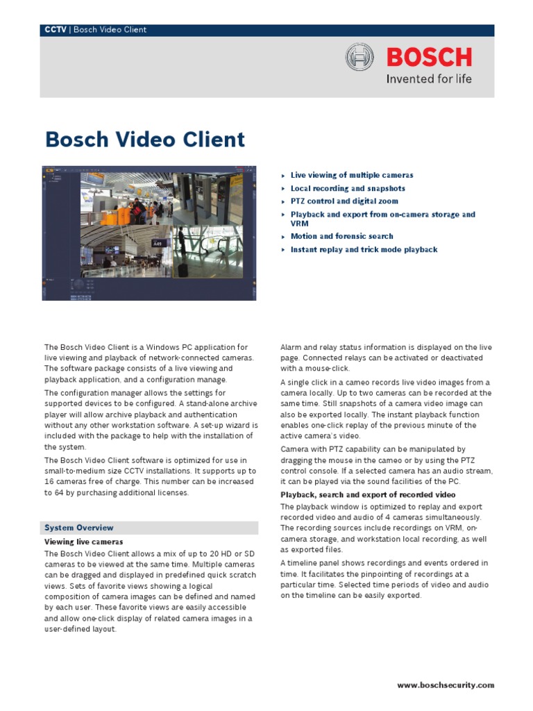 Bosch Video Client | PDF | Microsoft Windows | Camera