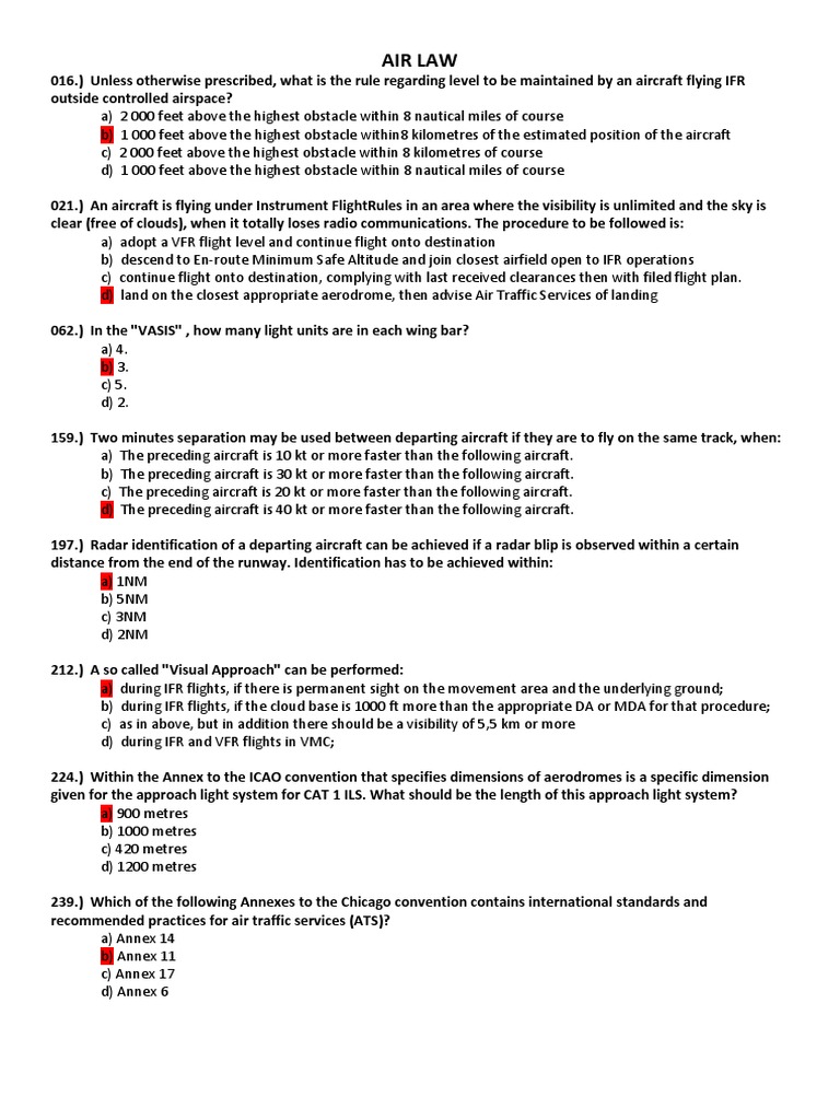 ATPL Air Law Questions | Instrument Flight Rules | Telecommunications ...