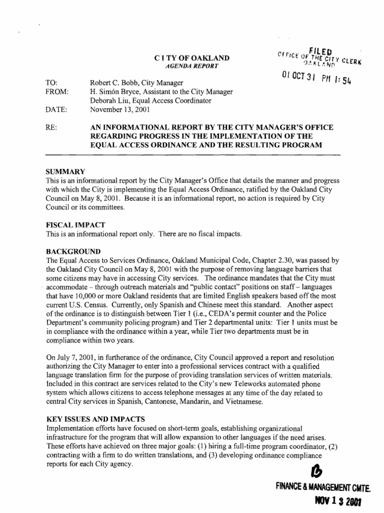 November 13 2001 000971-1 Report PDF | PDF | Translations | Request For ...