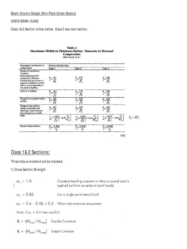 Steel Design Notes CSA | PDF | Beam (Structure) | Bending