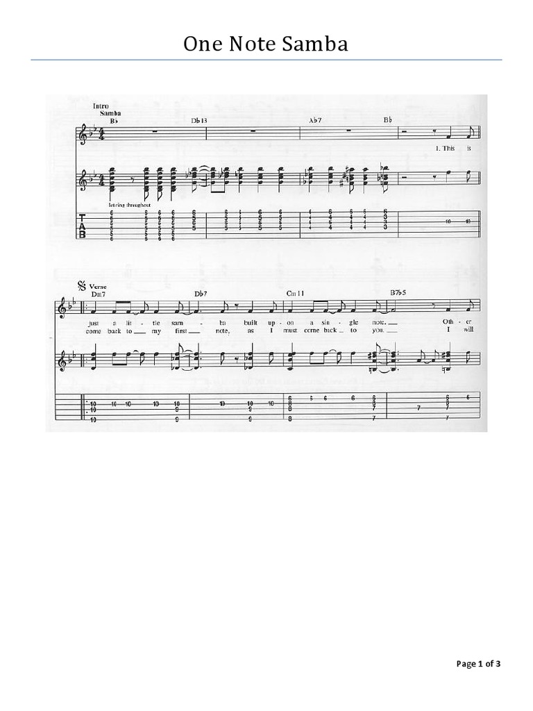 One Note Samba | PDF