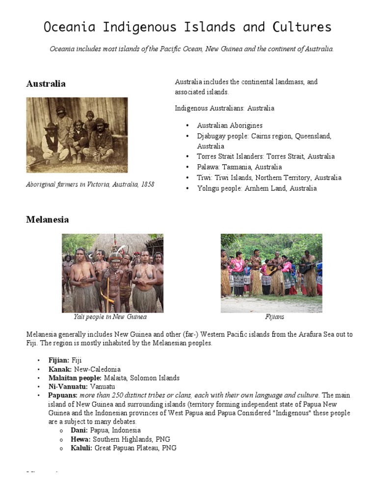 Oceania Indigenous Cultures Overview | PDF | Social Science | Religion ...