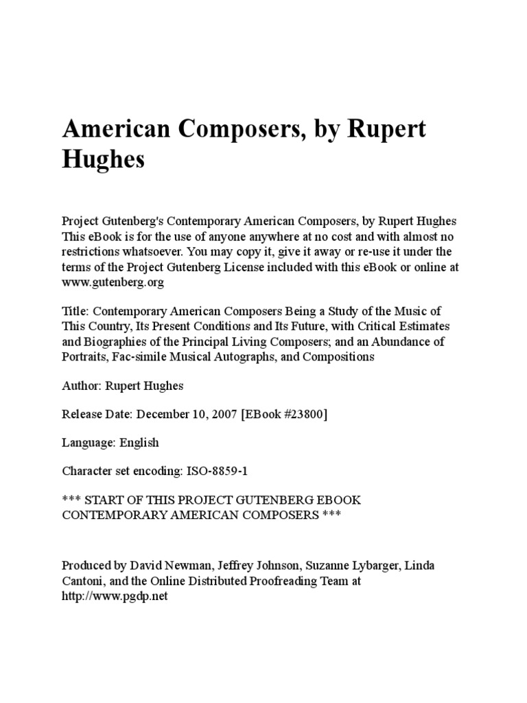 Contemporary American Composers | PDF | Project Gutenberg | Composers