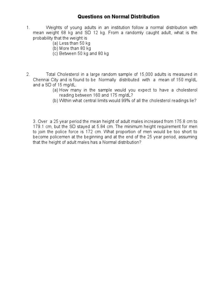 Normal Distribution Probability Questions | PDF