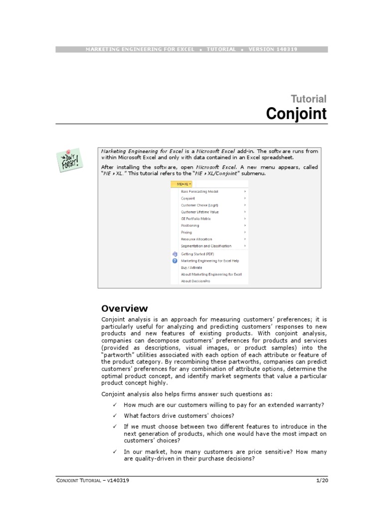 Conjoint Tutorial | PDF | Data Analysis | Microsoft Excel