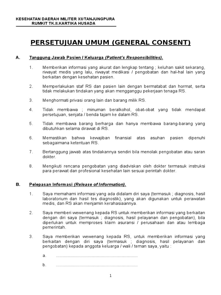 Formulir General Consent | PDF