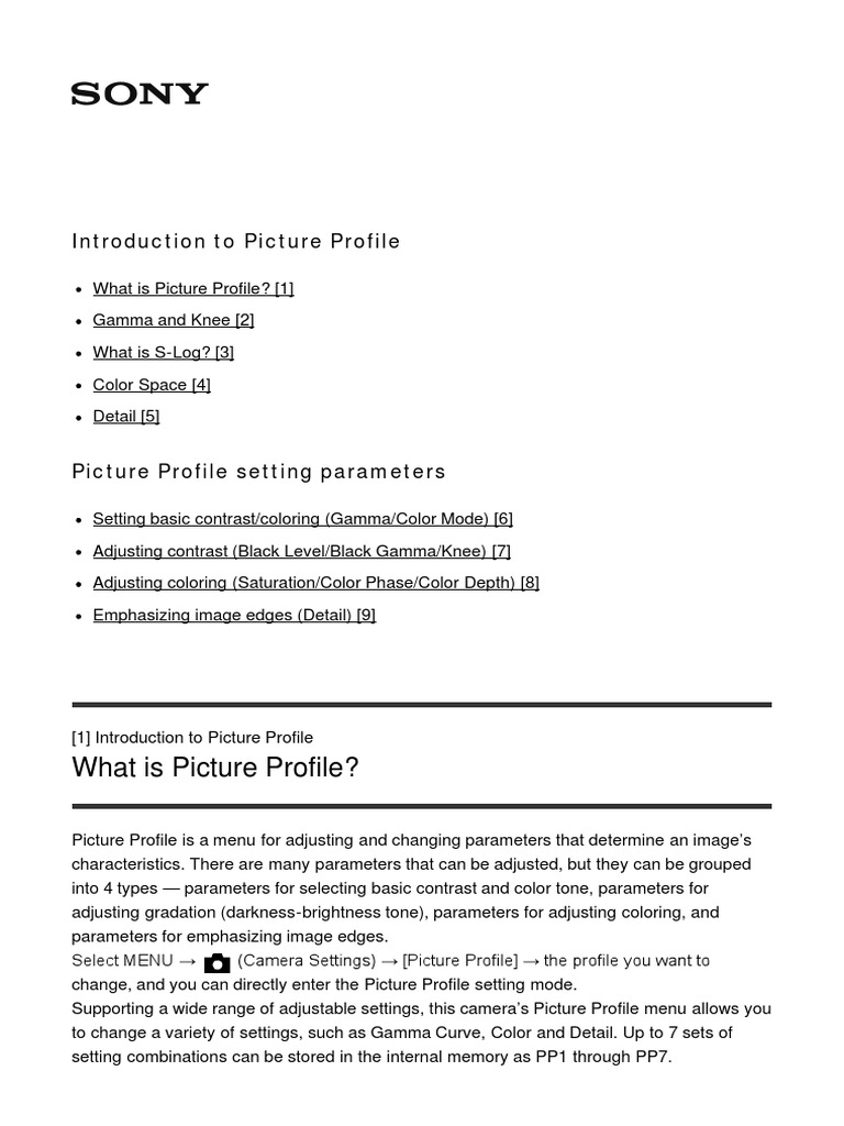 Sony A7RII Picture Profiles | PDF | Exposure (Photography) | Computer ...