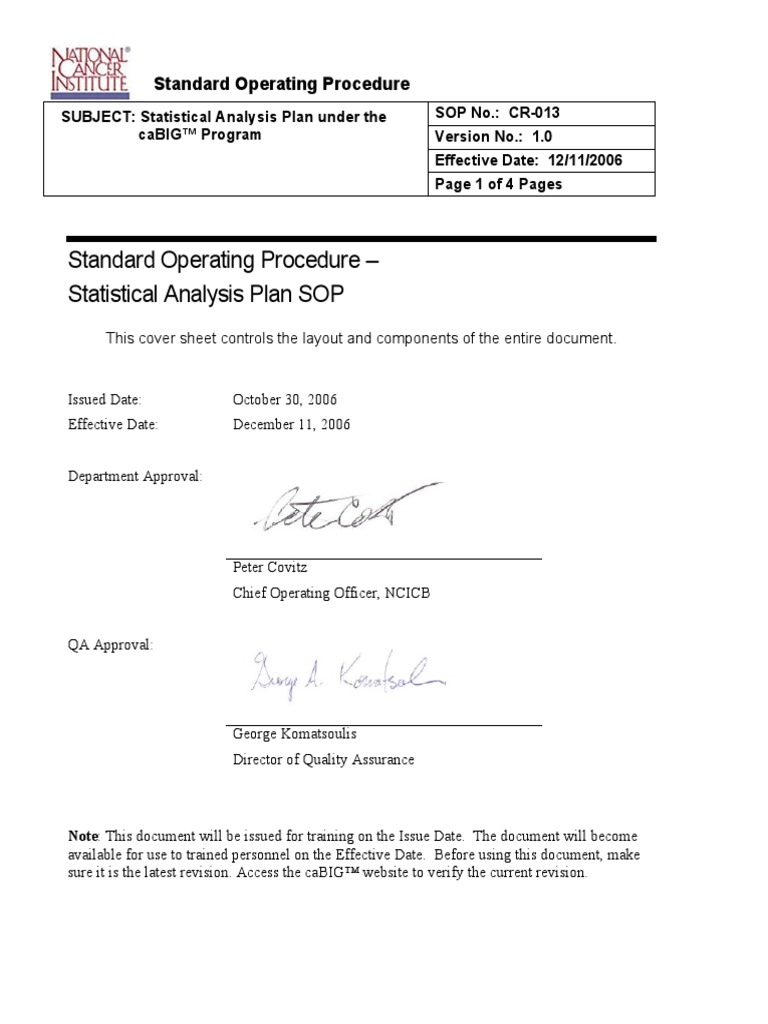 CR013 SOP Statistical Analysis Plan | Clinical Trial | Science