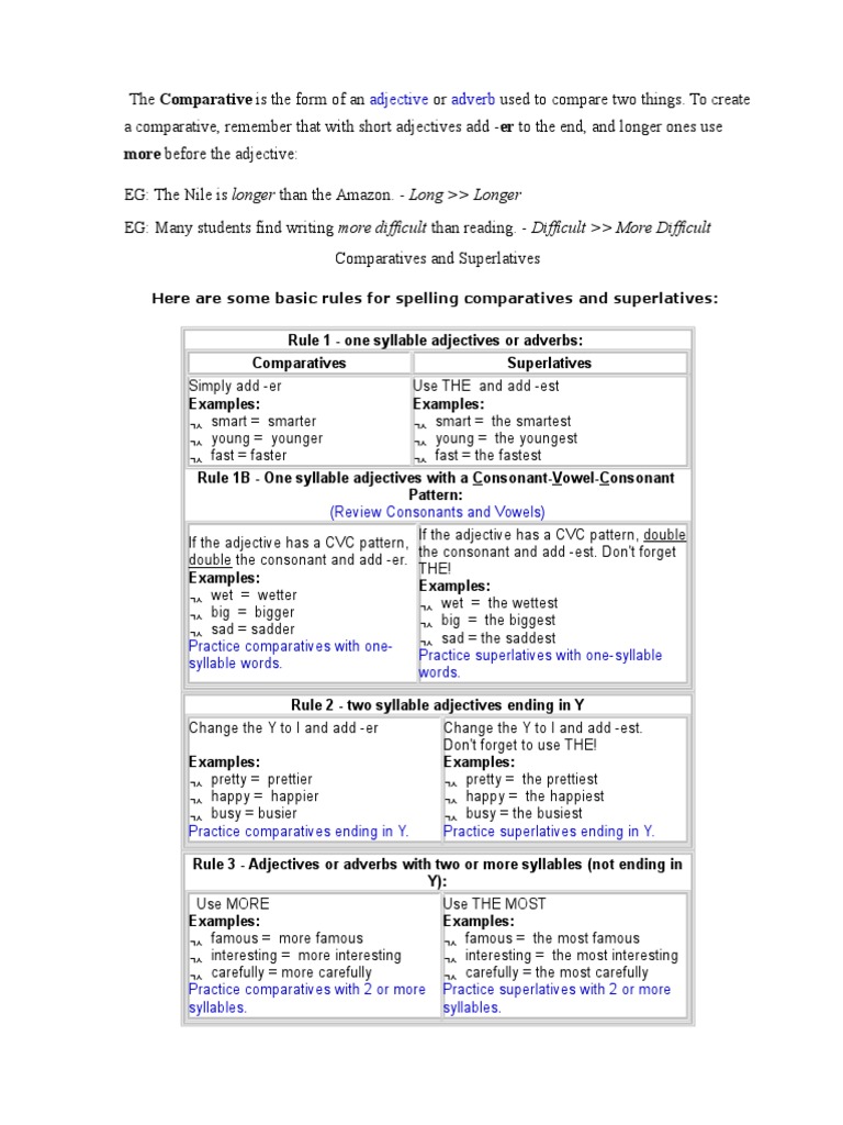 Comparatives Superlatives | PDF | Rules | Cognitive Science