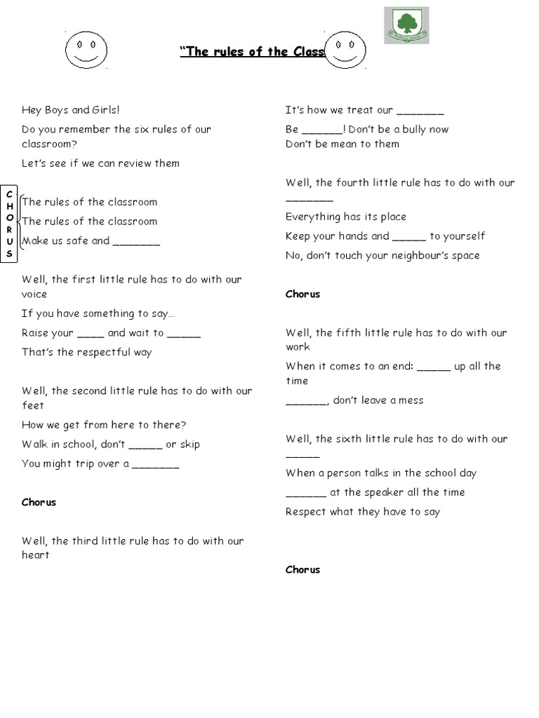 Classroom Rules Worksheet | PDF