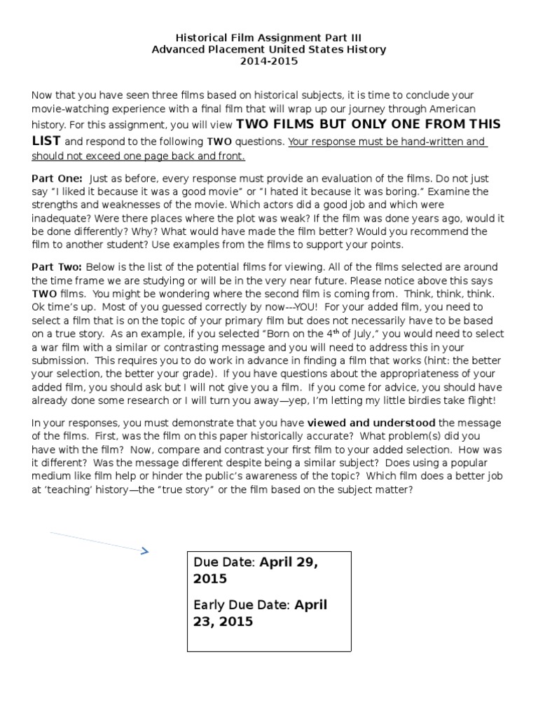 AP History Film Analysis Guide | PDF | Leisure | Sports