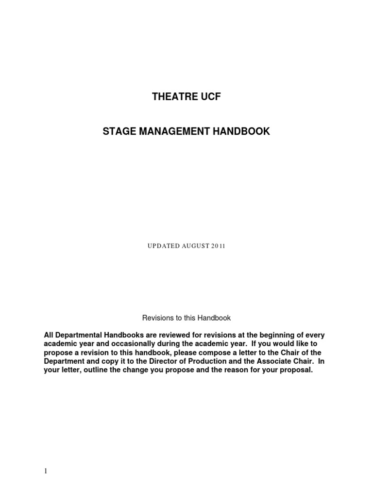 UCF Stage Management Guide | PDF | Audition | Theatre