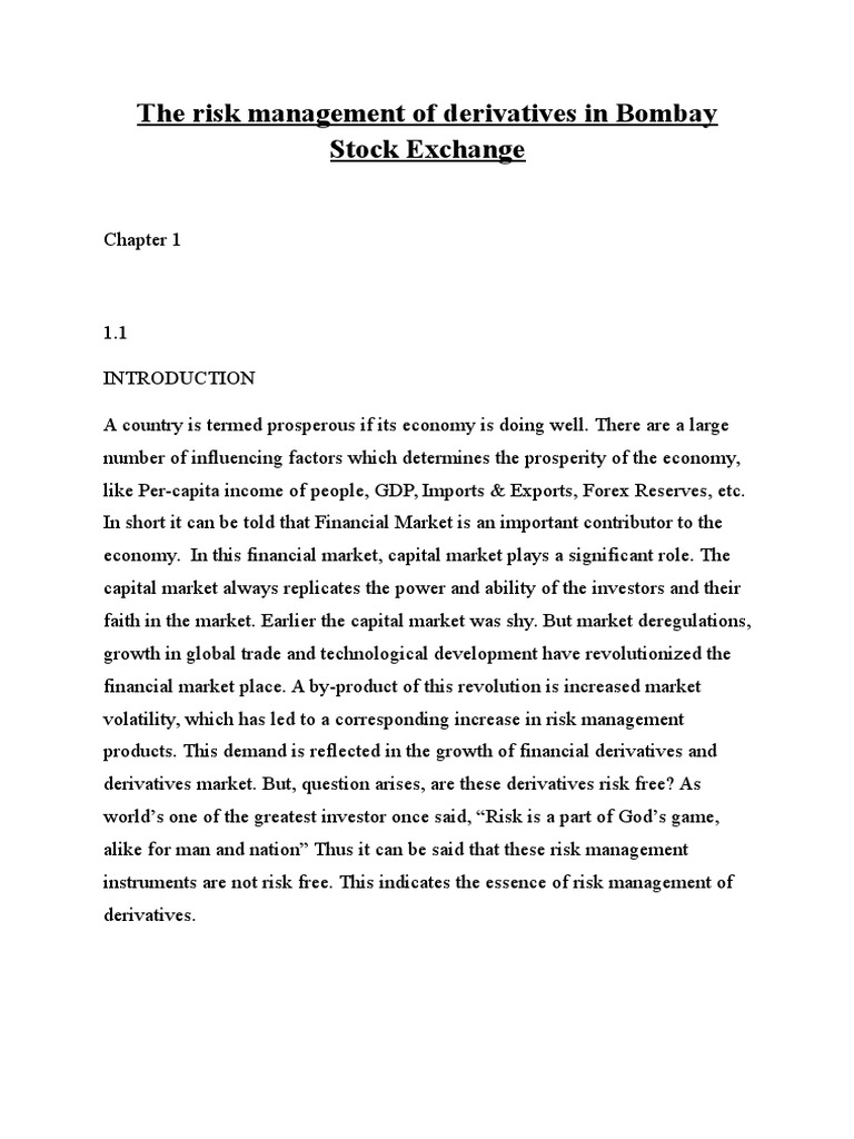 Risk Management of Derivatives in BSE | PDF | Derivative (Finance ...