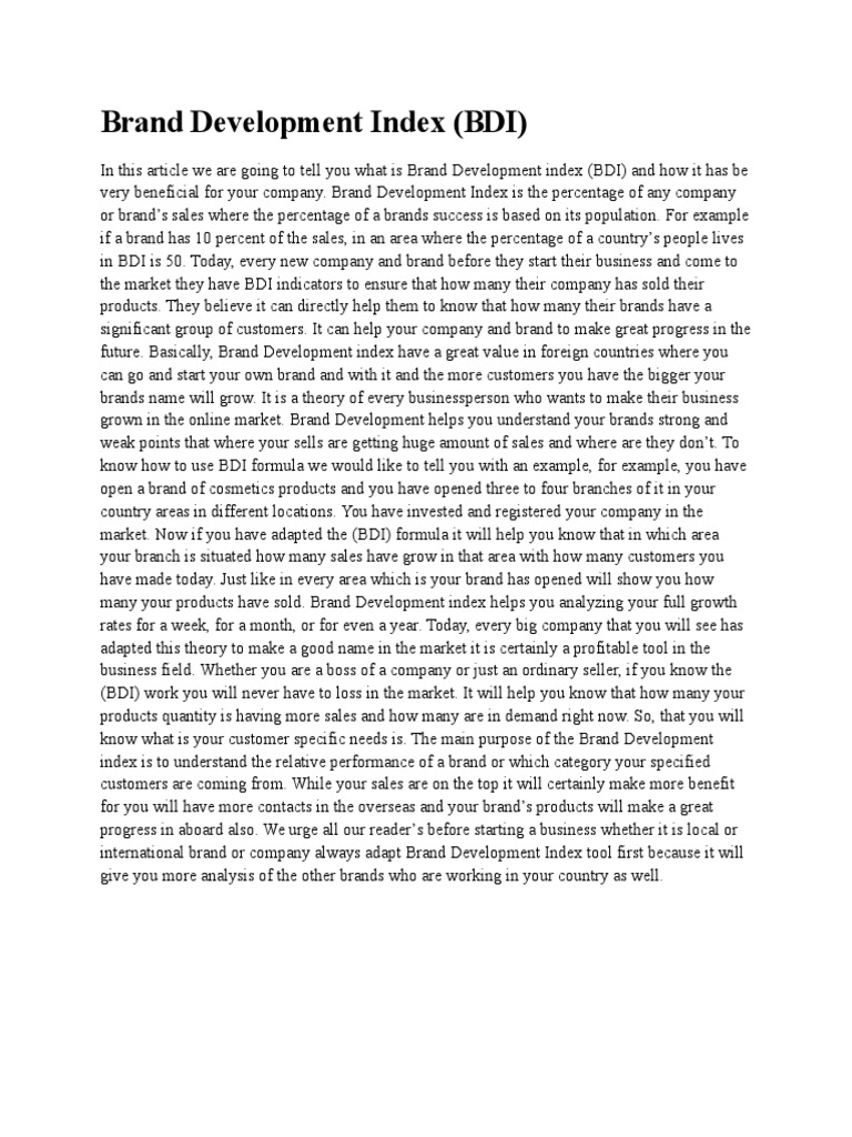 Brand Development Index BDI | PDF | Brand Management | Brand