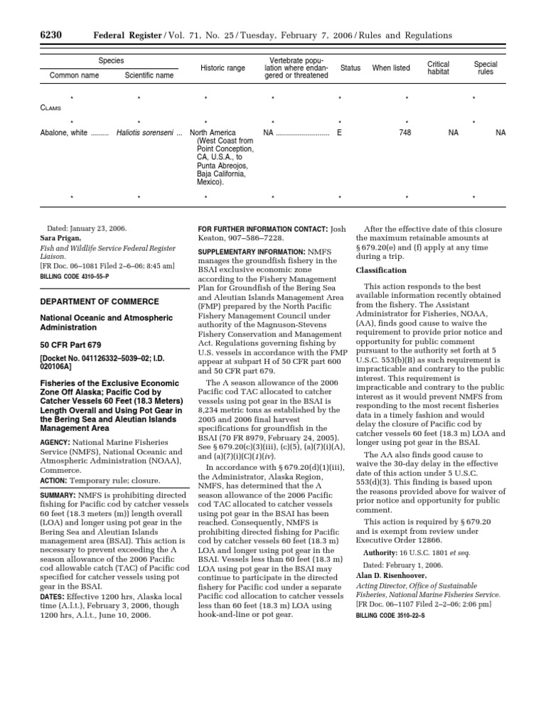 Rule: Fishery Conservation and Management: Alaska Fisheries of ...