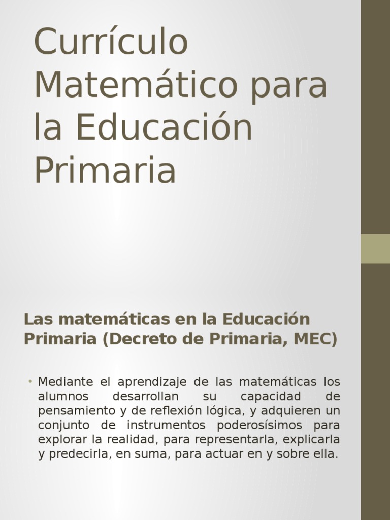 Currículo Matemático Para La Educación Primaria | Plan de estudios ...