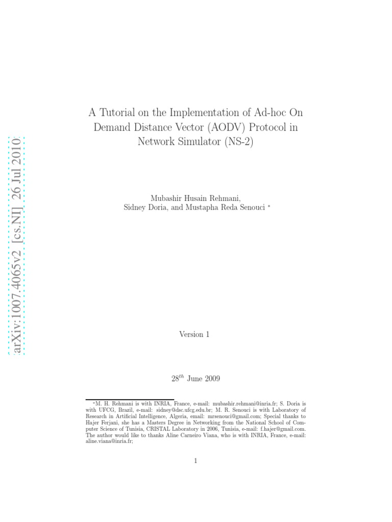 AODV in ns2 | PDF | Wireless Ad Hoc Network | Internet Protocols