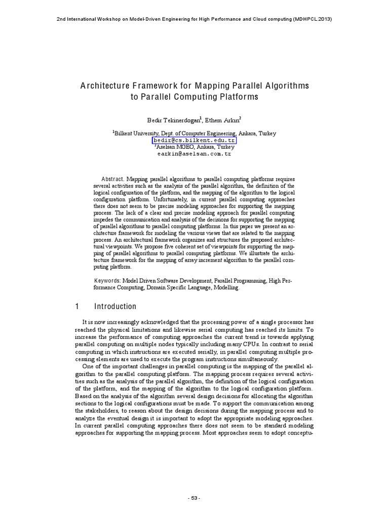 A Rchitecture F Ramework For Mapping Parallel Algorithms To Parallel Computing Platforms | PDF ...