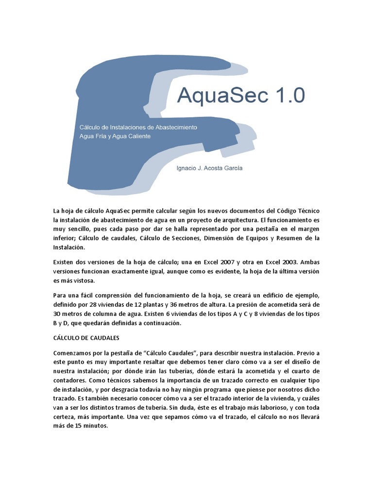 Aquasec - Manual PDF | PDF | Cálculo | Agua
