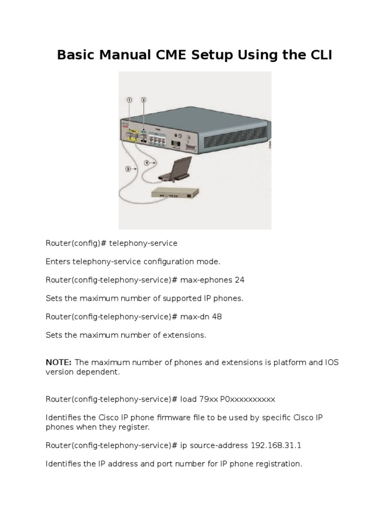 Basic Manual CME Setup Using The CLI | PDF | Ip Address | Router ...