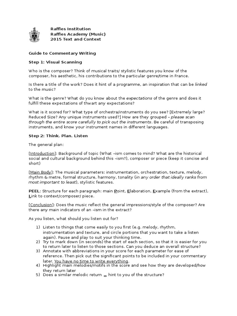 Guide To Commentary Writing | PDF | Harmony | Composers