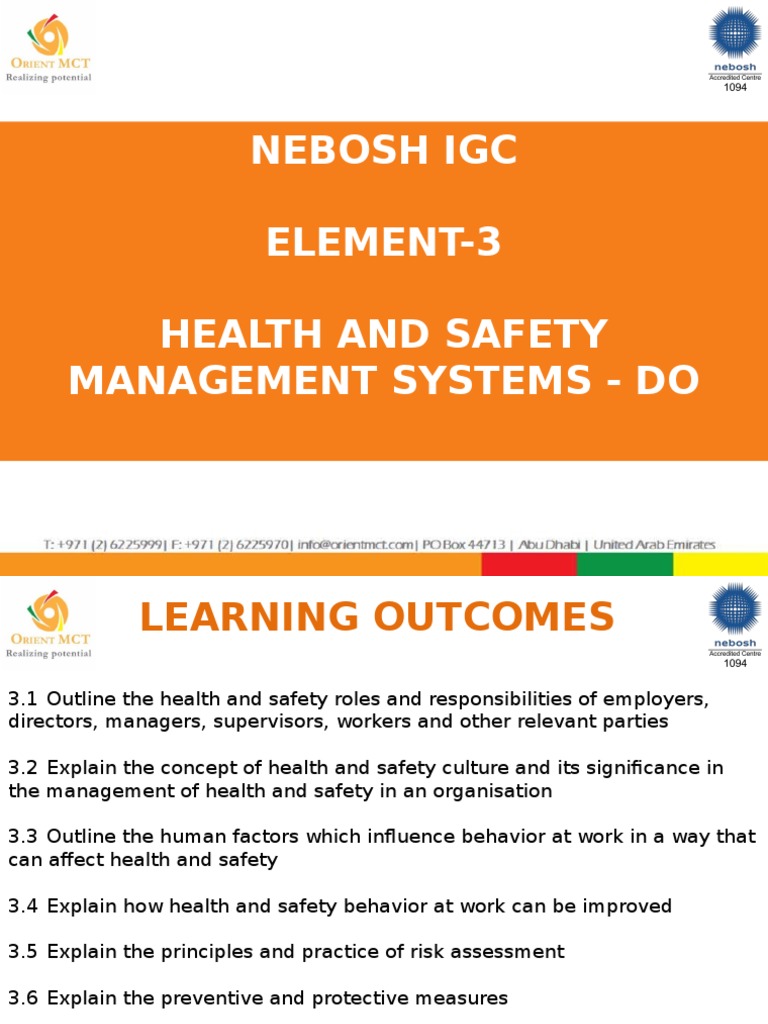 NEBOSH IGC Health & Safety Roles Guide | PDF | Occupational Safety And ...