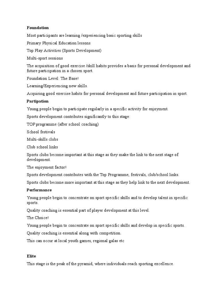Youth Sports Development Pathway | PDF | Sports | Youth