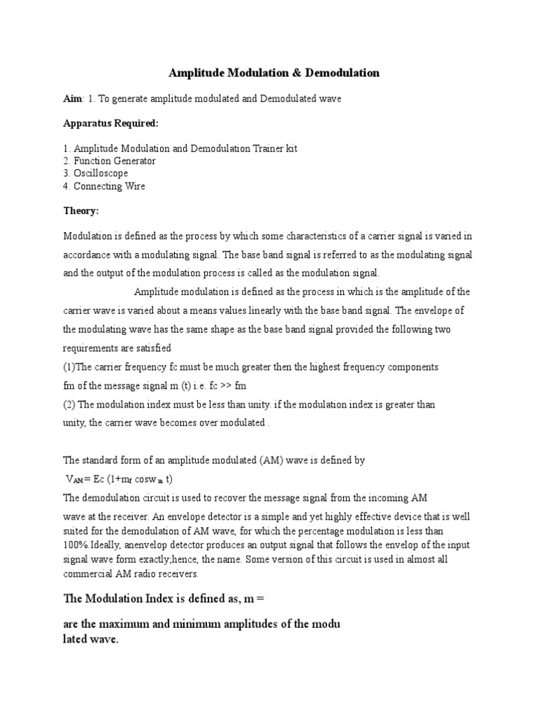 Amplitude Modulation Basics Explained | PDF