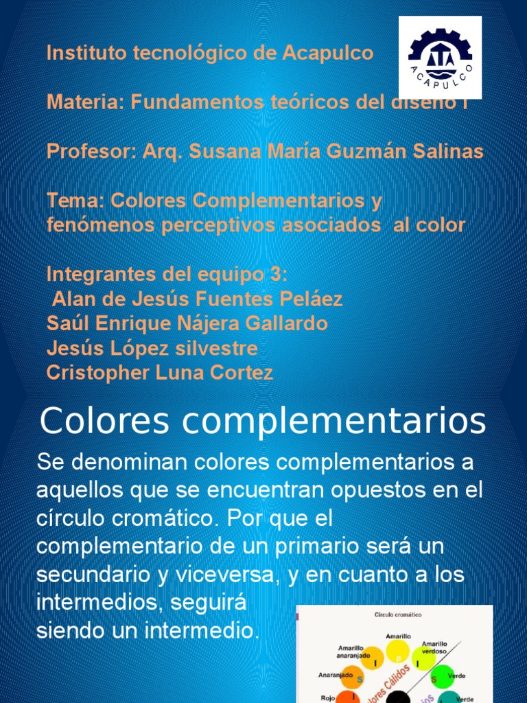 Colores Complementarios y Fenomenos Perceptivos Asociados Al Color ...