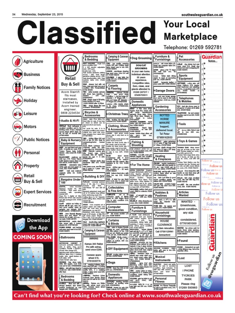 Guardian Classified 230915 | PDF | Consumer Goods | Advertising