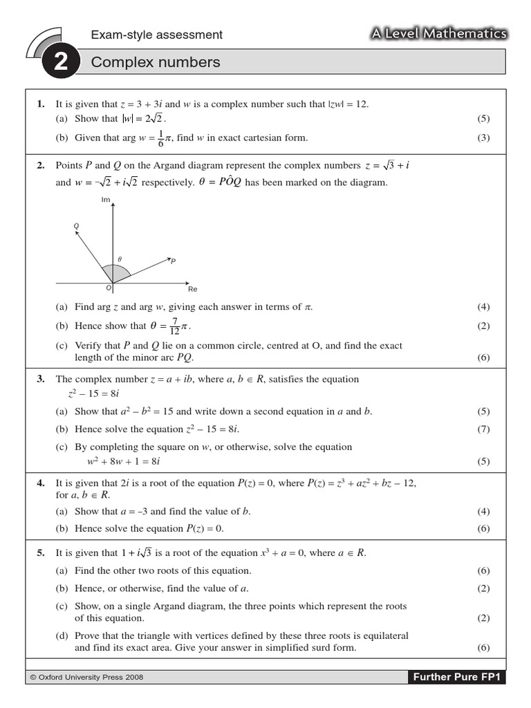 Alevel FP1 | PDF | Matrix (Mathematics) | Complex Number