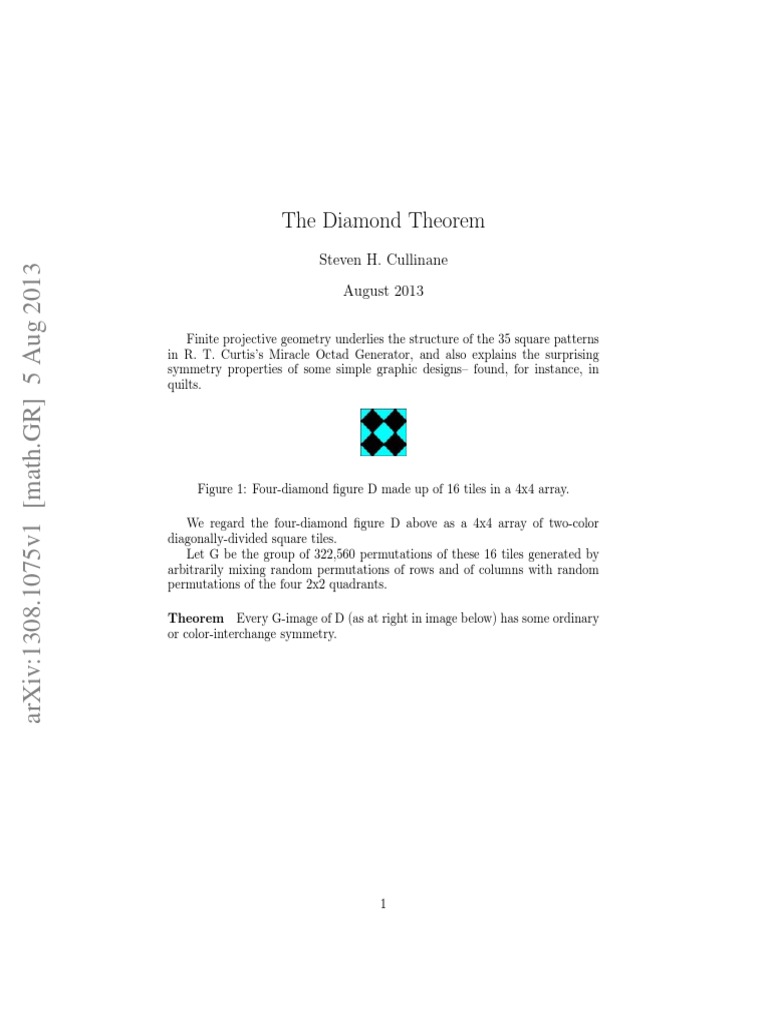 Diamond Theorem | PDF | Group (Mathematics) | Matrix (Mathematics)