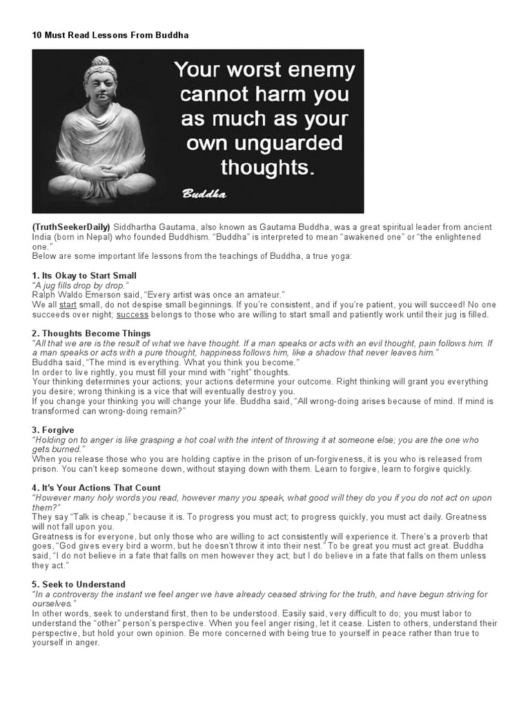 10 Must Read Lessons From Buddha | PDF | Anger | Gautama Buddha