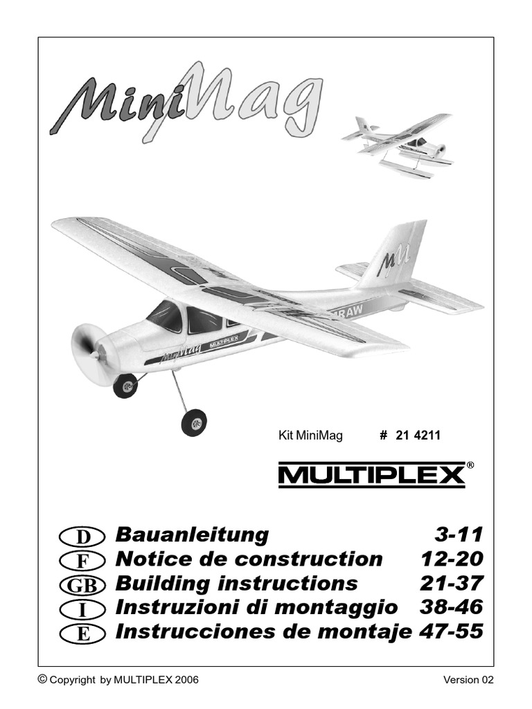 Multiplex Minimag Model RC Airplane Manual M13209 | PDF | Flight ...