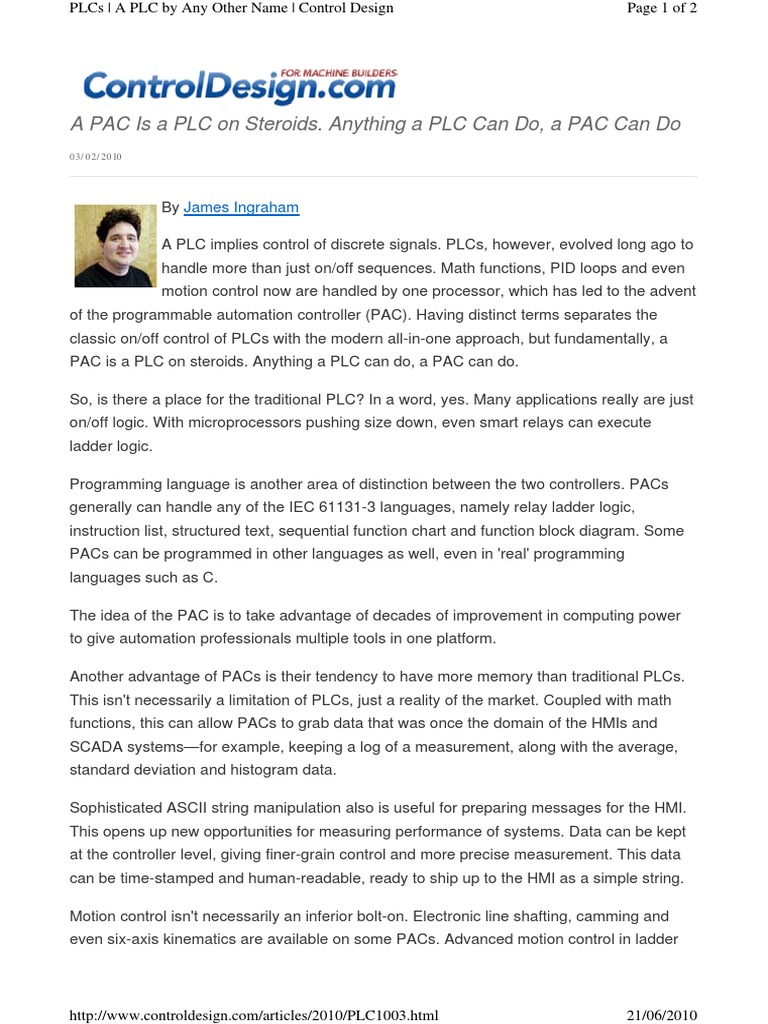 Plc Vs Pac Pdf Programmable Logic Controller Automation