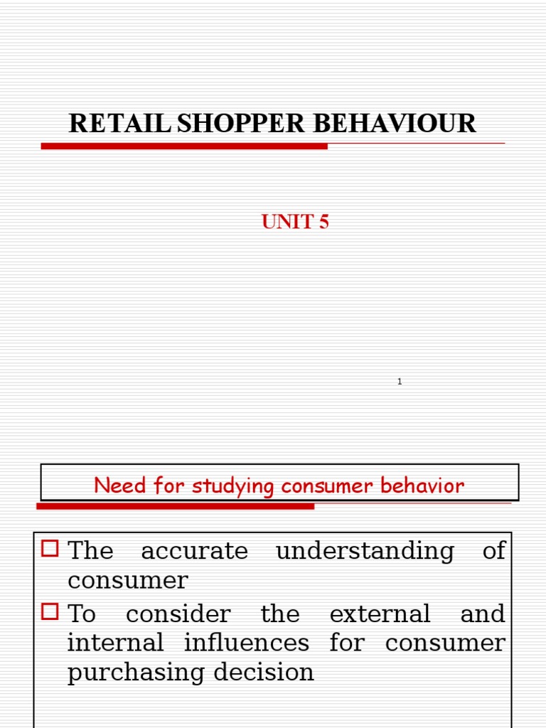 Retail Shopper Behaviour: Unit 5 | PDF | Retail | Behavior
