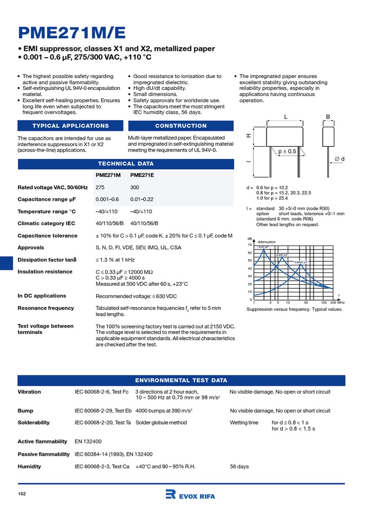 PME271M/E: - EMI Suppressor, Classes X1 and X2, Metallized Paper - 0. ...