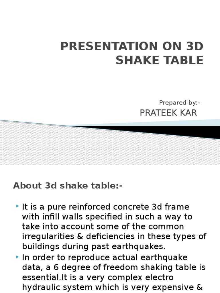 Presentation On 3d Shake Table | PDF | Mechanical Engineering | Civil ...