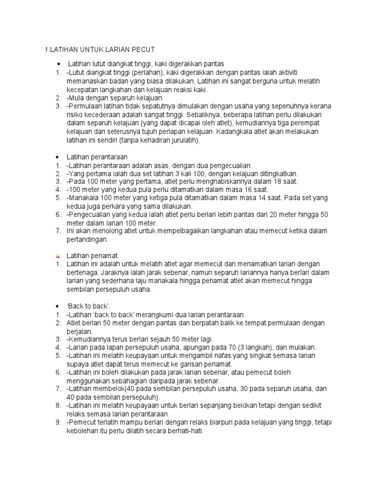 Latihan Pecut Dan Ansur Maju Untuk 100 Meter | PDF
