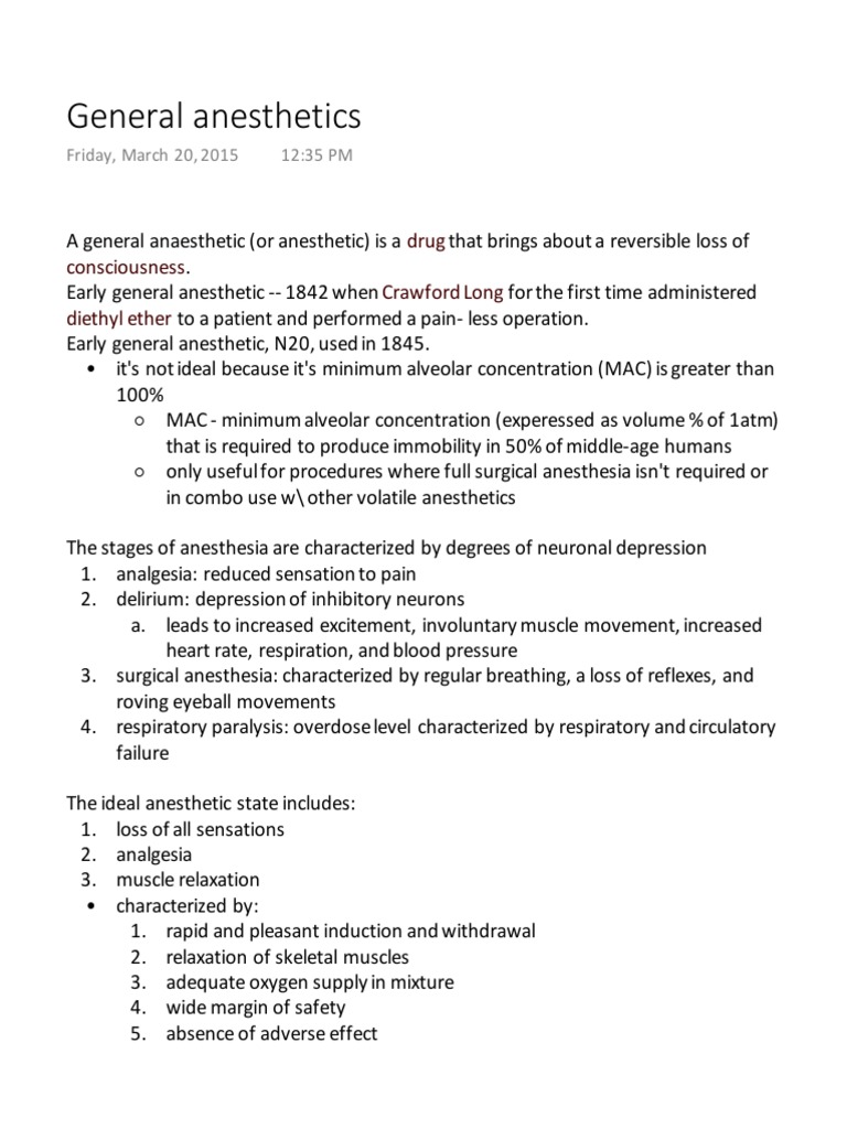 General Anesthetics | PDF | Anesthesia | Cell Membrane