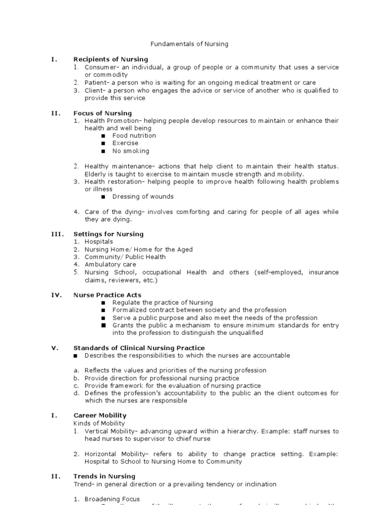 Fundamentals of Nursing Overview | PDF | Nursing | Preventive Healthcare