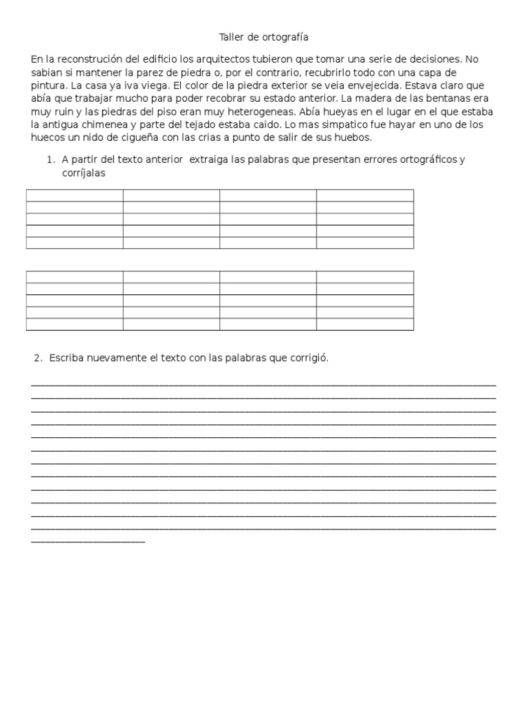 Taller de Ortografía | PDF
