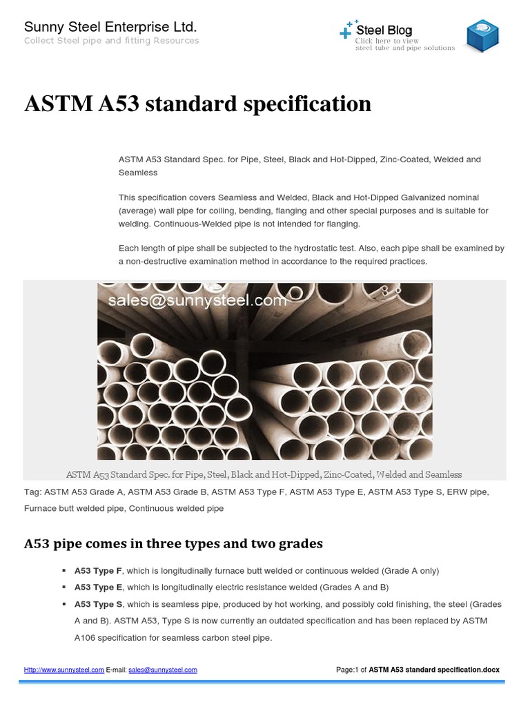 ASTM A53 Standard Specification | PDF