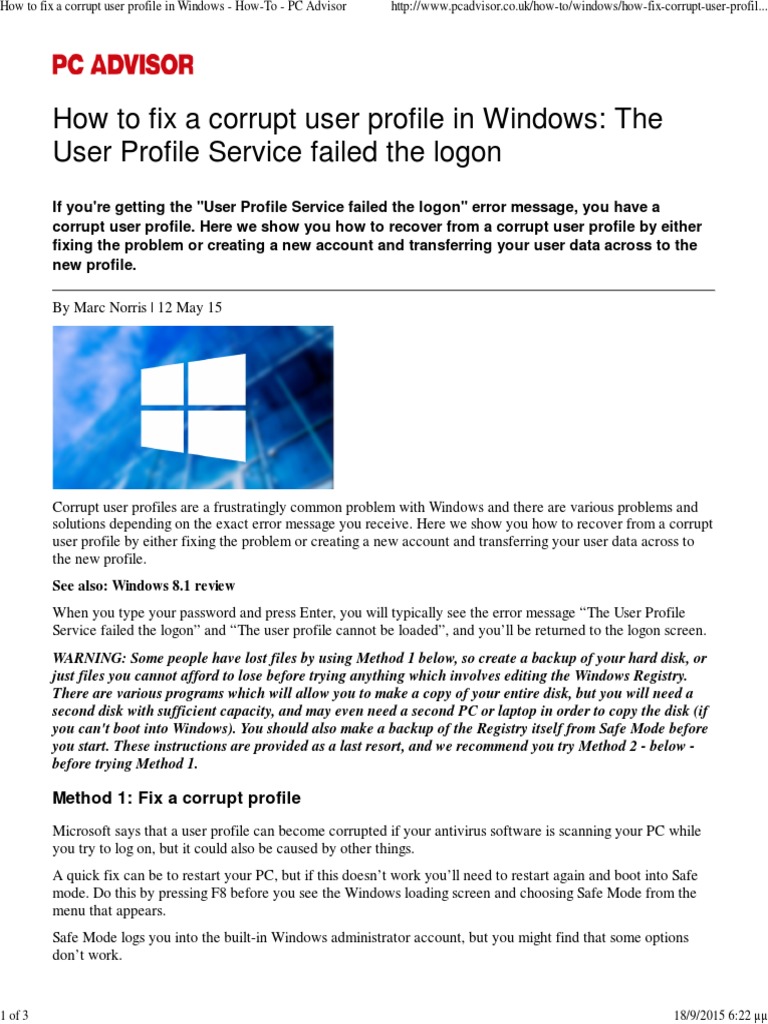 How To Fix A Corrupt User Profile in Windows - How-To - PC Advisor ...