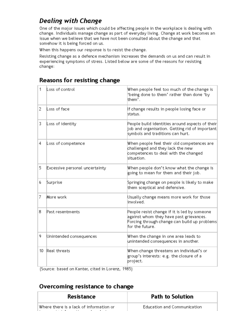 Dealing With Change | PDF | Cognitive Science | Social Psychology