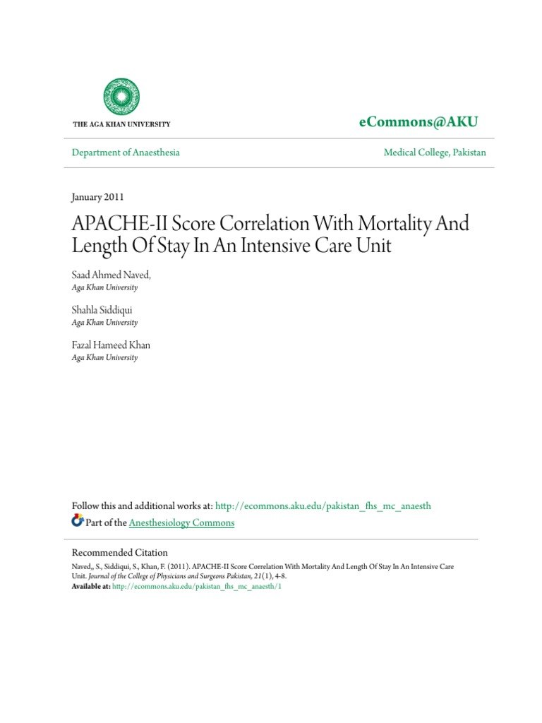 APACHE-II Score Correlation With Mortality And Length Of Stay In.pdf ...